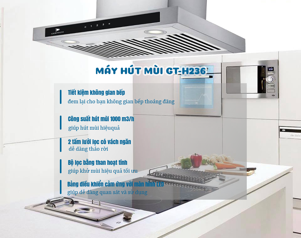 Máy hút mùi Gertech GT-H263 - Đặc điểm và tính năng nổi bật!